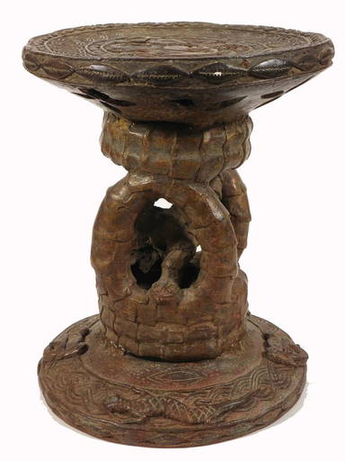 African Tribal Art Benin Bronze Stool