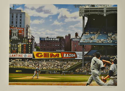 Mickey Mantle Lithograph By Bill Purdom