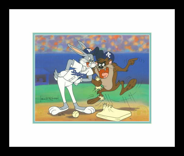 Dodgers Signed Taz Ripped Hand Painted Cel Framed