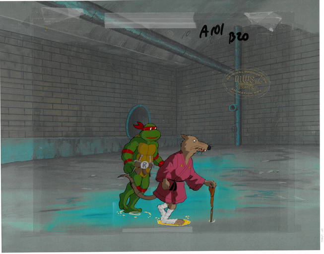 Raphael & Splinter Of (tmnt) Turtles Original Production Cel Mws Seal