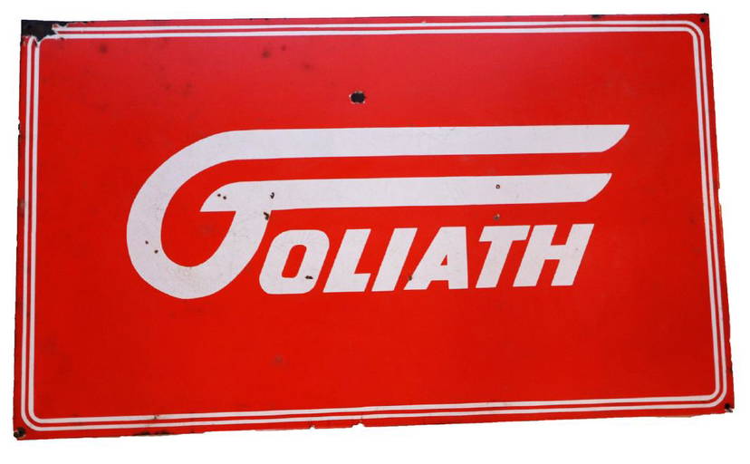 Goliath Enamel Sign