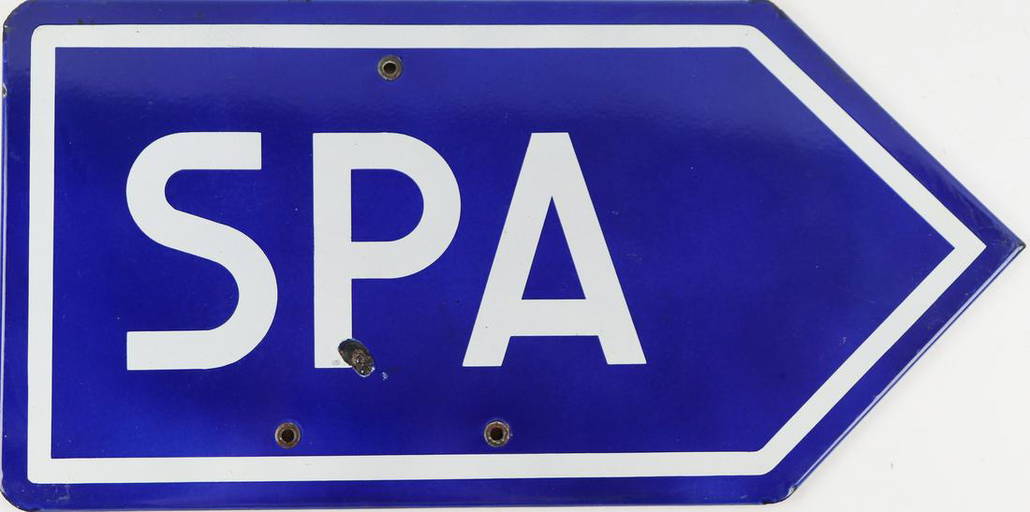 Emailleschild Signpost 'spa' From The 60s