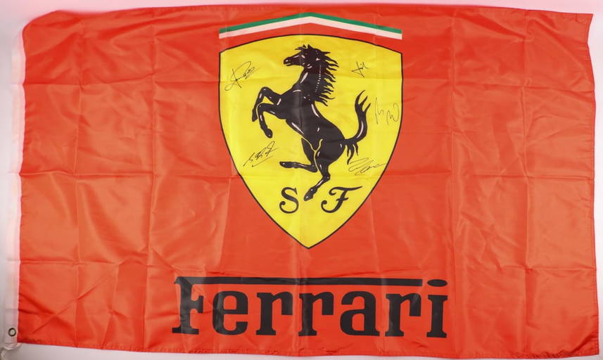 Ferrari Flag With 5 Original Hand Signatures From The F1 Se
