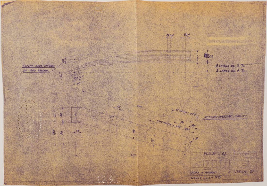 Bugatti Original Blueprint Type 35 Front Leaf Springs Auction
