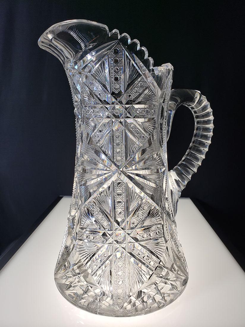 America Brilliant Period heavy cut glass pitcher