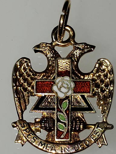 Masonic Double Eagle Scottish Rite Cross Enamel On 10 K