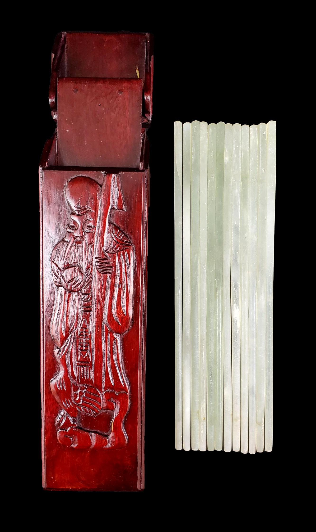 For Auction: 12 Chinese hard stone / jade chop sticks (#0305) on Mar 28 ...