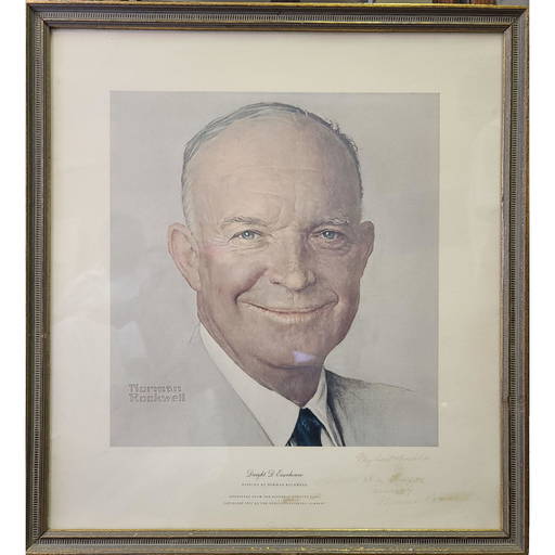 Signed Norman Rockwell Portrait Of Dwight Eisenhower 52