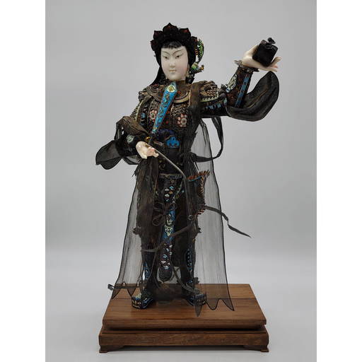 Monumental Chinese Silver Filigree Standing Mulan 1900