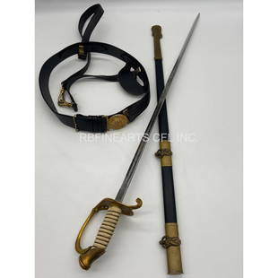 Us Navy Officer's Hilborn & Hamburger Sword With Leather Case