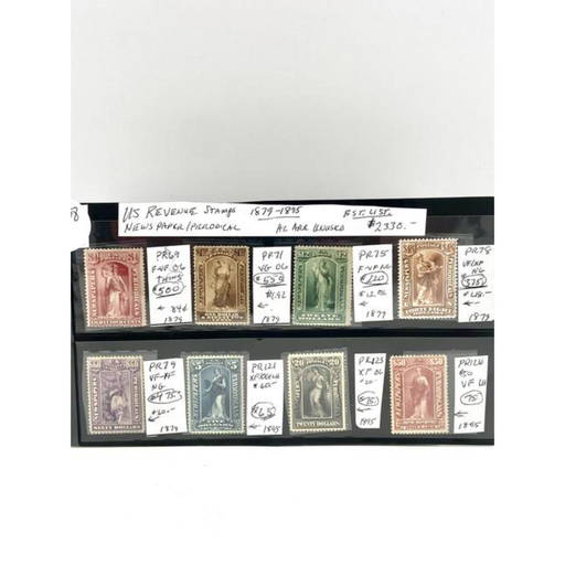 Lot Of 8 Rare US Newspaper/Periodical Revenue Stamps (#0389) on Jan 29 ...