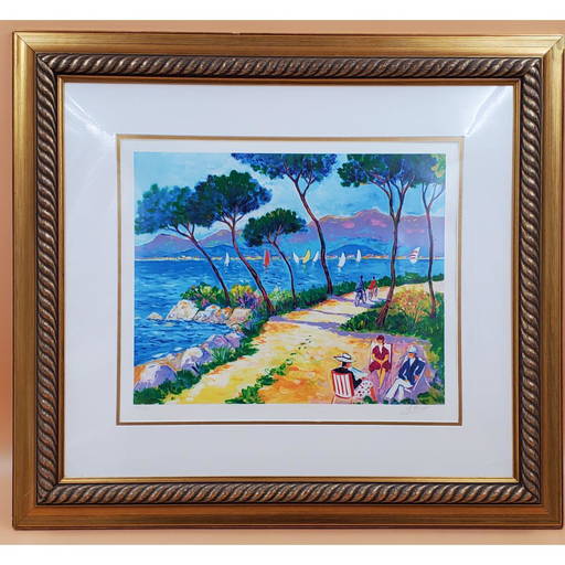 Signed Jean Claude Picot Seriolithograph, Dimanche Aux Iles De Lerins