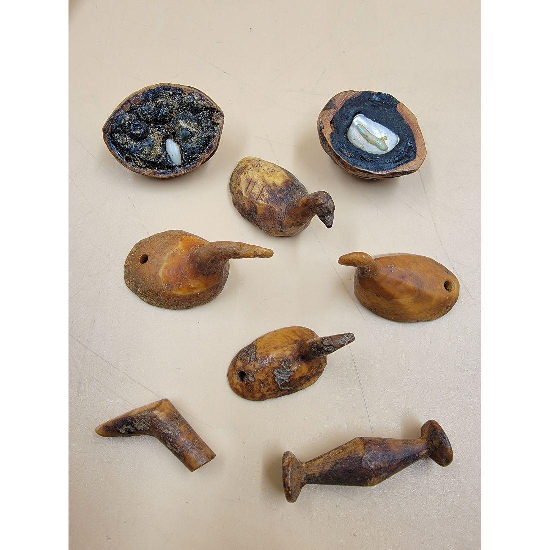 A Superb Eskimo Inuit Carvings Nut Shell & Ducks