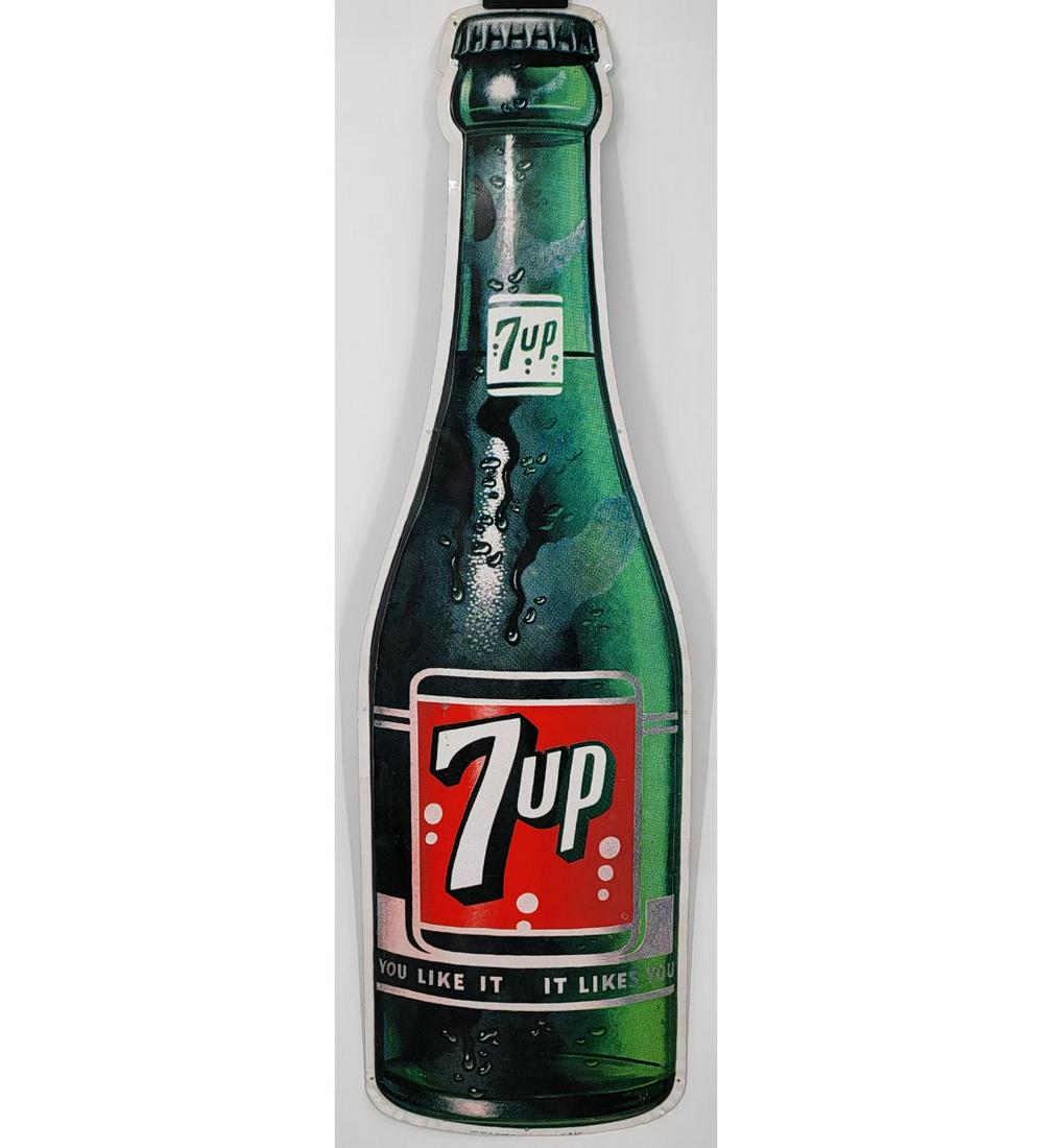 A Large 7up Tin Sign By The Stout Sign Co St Louis Mo 44.5" X 13.14 ...