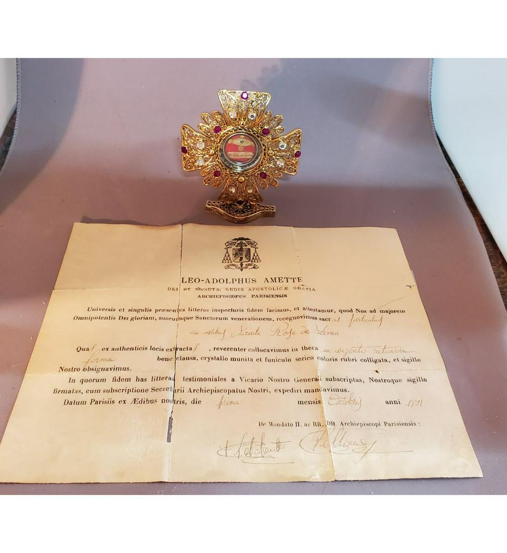 1st Class Relic Saint Rose Of Lima With Authentication Document Dated ...