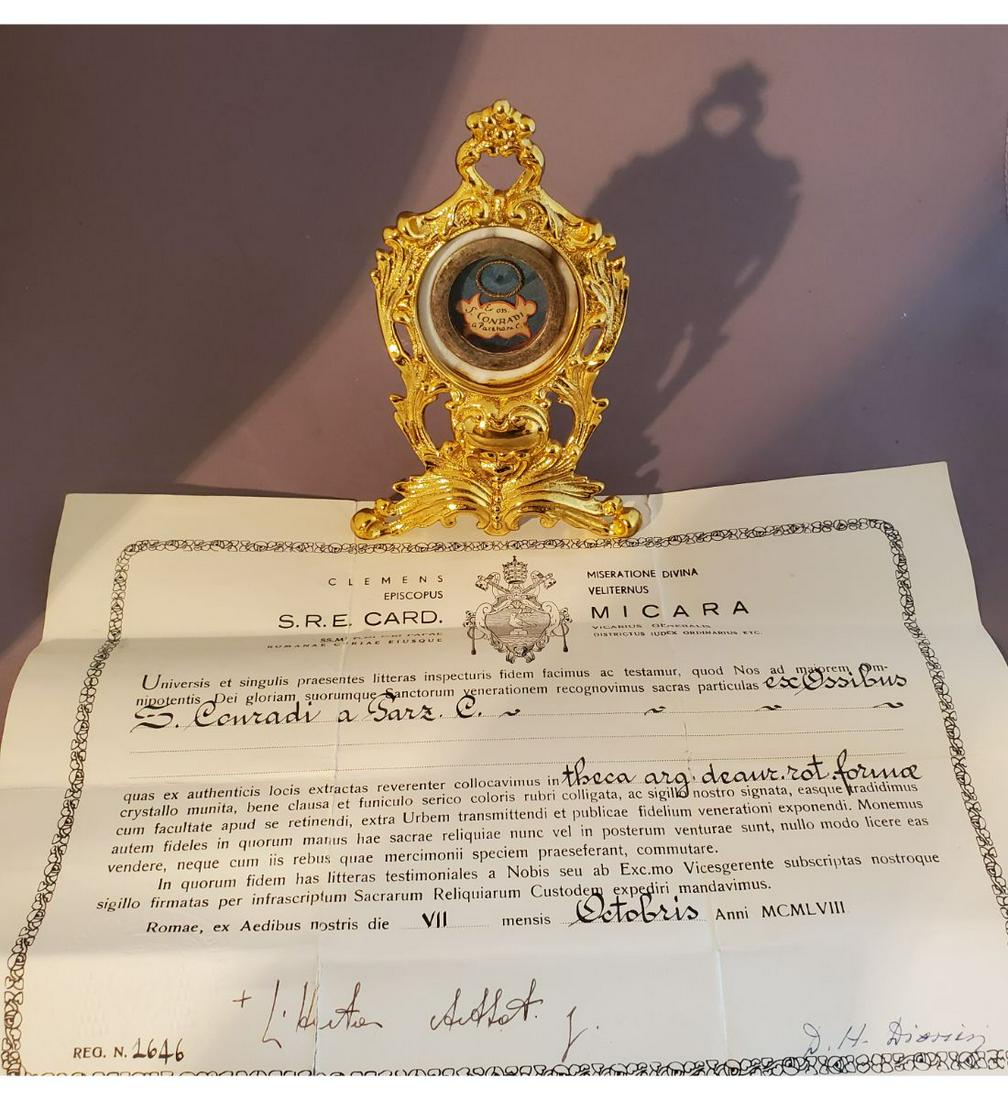 1st Class Relic Of Saint Conrad Of Parzham With Authentication Document