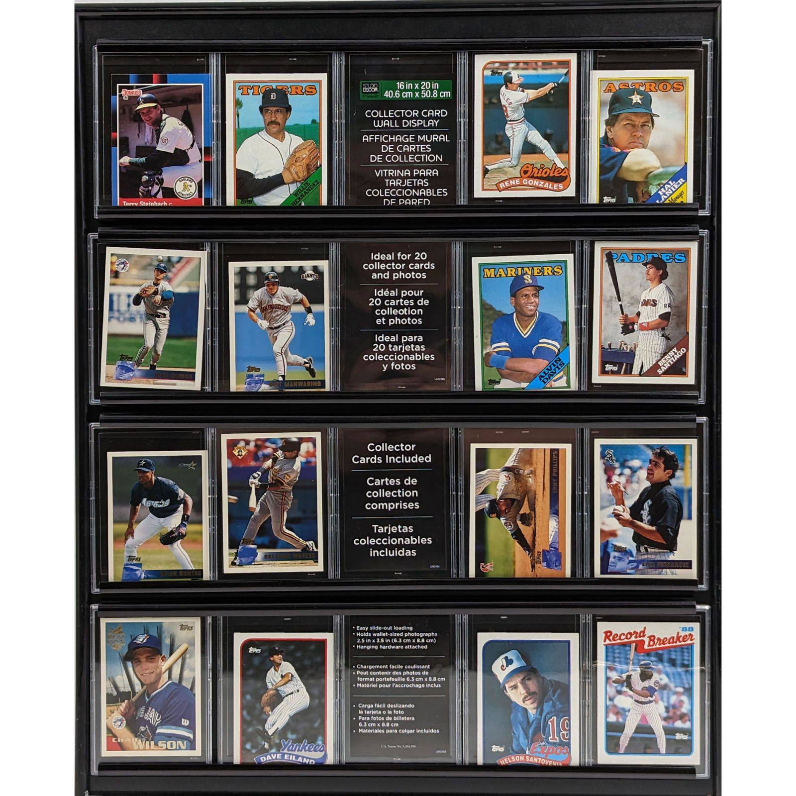 Wall Display With 16 Topps Baseball Cards