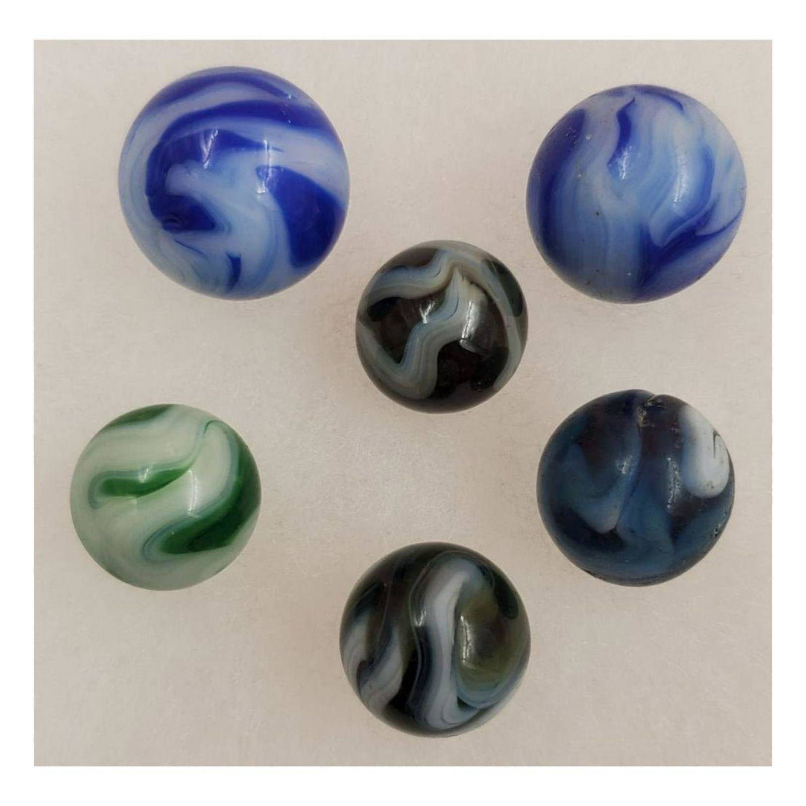Lot Of 6 Intensely Swirled Marbles Assorted Color And Size Auction
