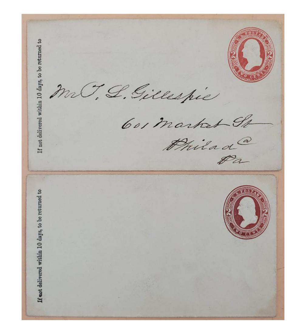 Postal Stationery Pr.2 Entries From 1883-84 Washington Series Auction