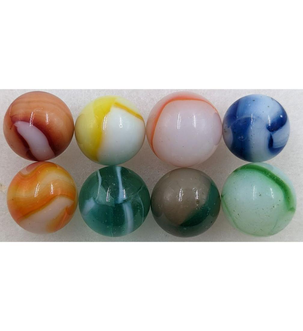 Marbles: 8 Peltier Rainbow Style Marbles Auction