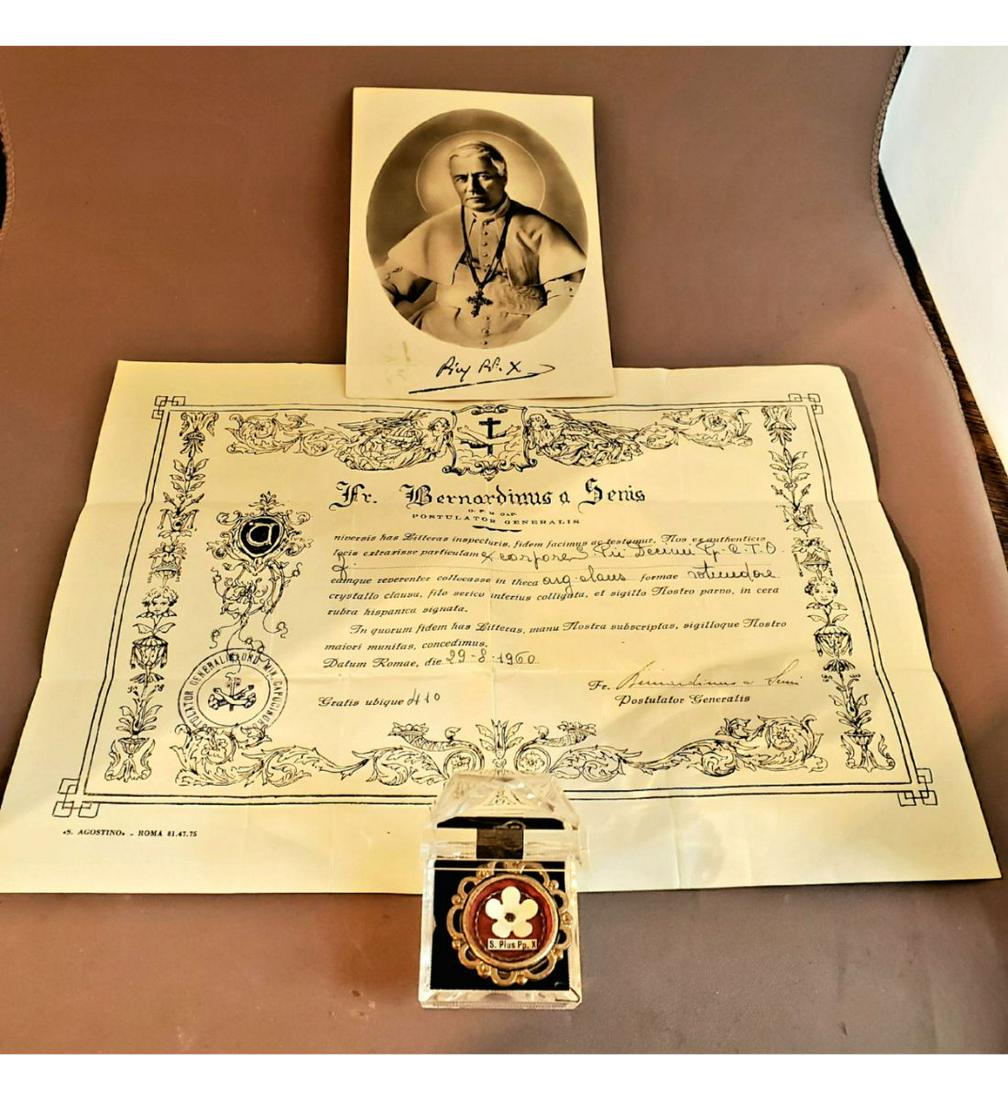 1st Class Relic, Ex Corporea (skin) Of Saint Pius X With Authentication ...