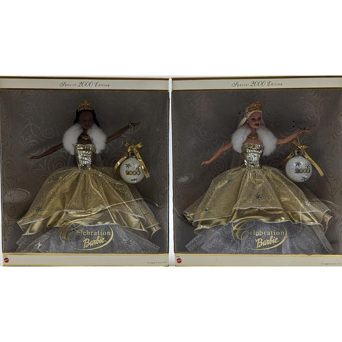 Pair Of Unopened 2000 Edition Celebration Barbie Dolls In Original Boxes