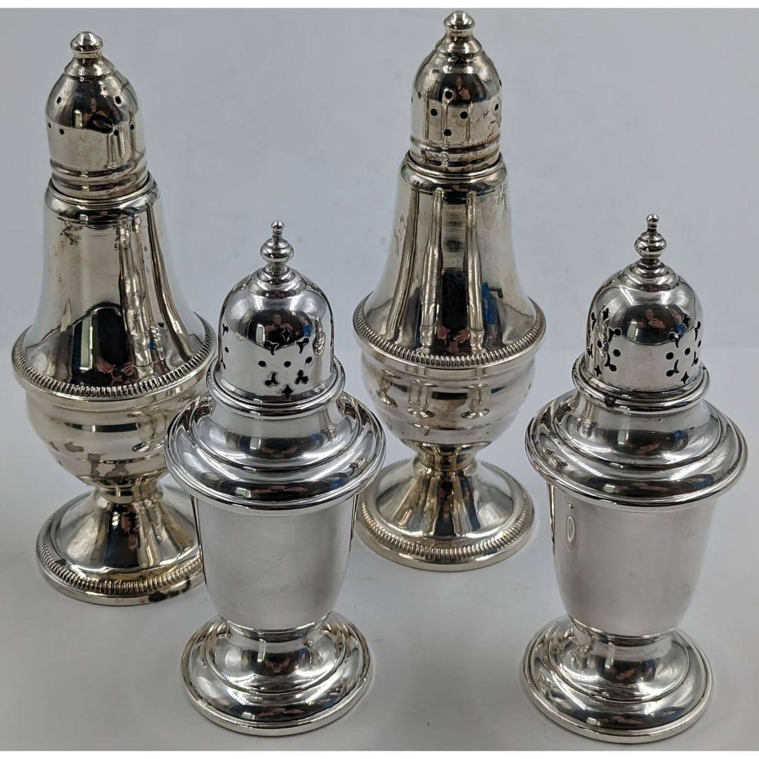 Estate Lot Of 4 Sterling Silver Salt Shakers, Two Gorham And Two Duchi ...