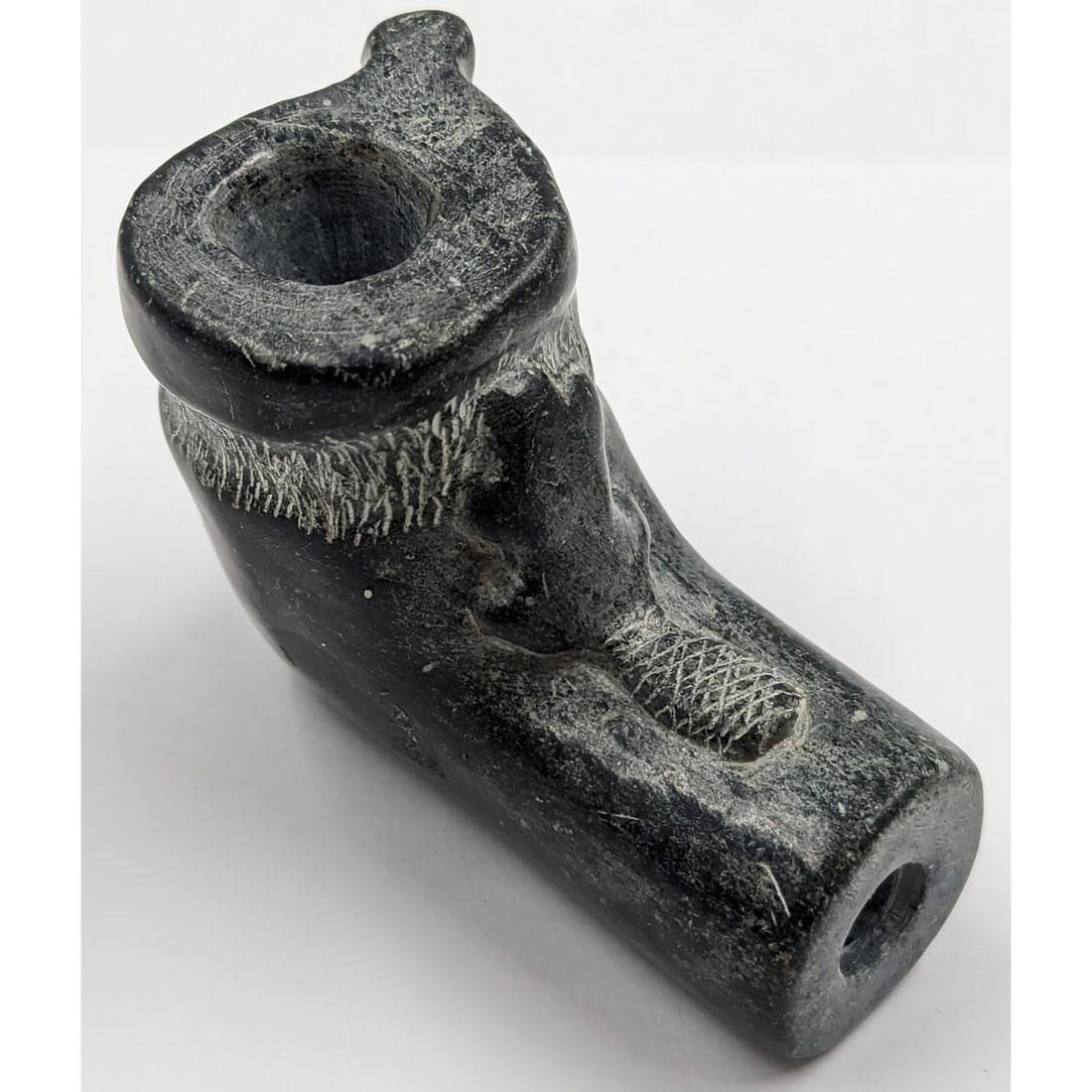Signed And Dated Inuit Carved Soapstone Beaver Pipe Auction