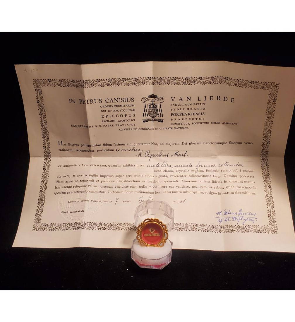1st Class Relic Of Saint Aquilina, 3rd Century Martyr With ...