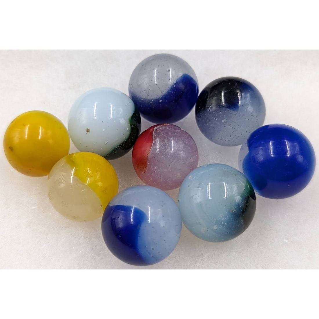 Marbles: Lot Of 10 Peltier "peerless Opaque" Patch Marbles In 5 Colors ...
