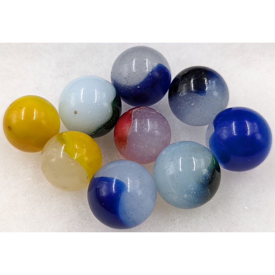 Marbles: Lot Of 10 Peltier "peerless Opaque" Patch Marbles In 5 Colors ...