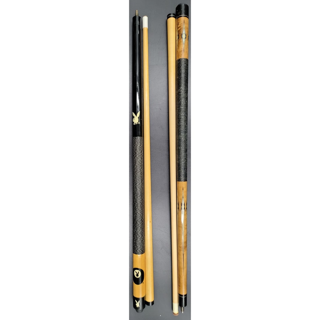 Pair Of Hand Crafted Hardwood Billiards Cues Auction