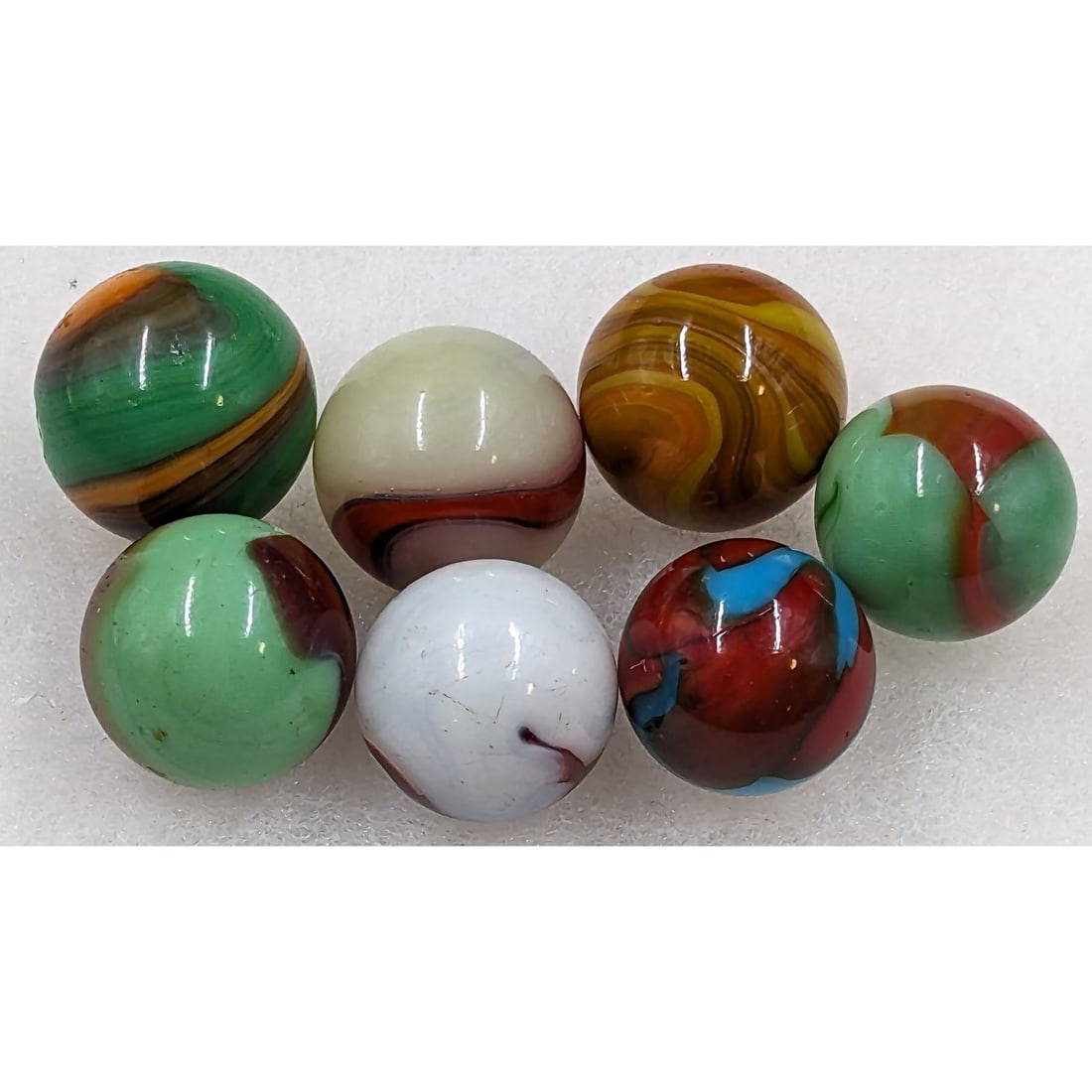 Marbles: Lot Of 7 Beautiful Assorted Swirled Marbles Auction