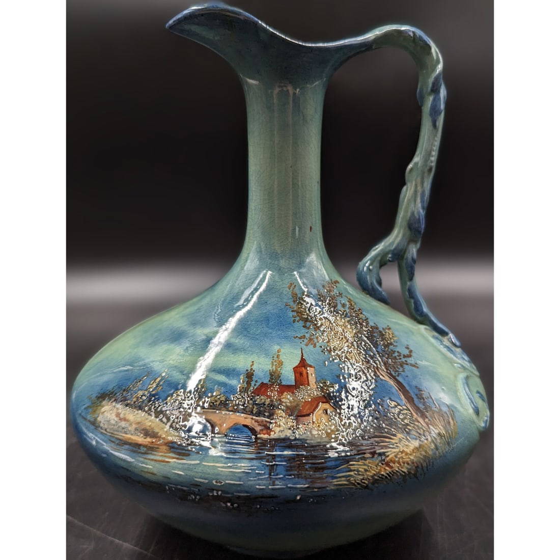 Grandmaster George Jones Majolica Pottery Ewer With Hand Painted ...