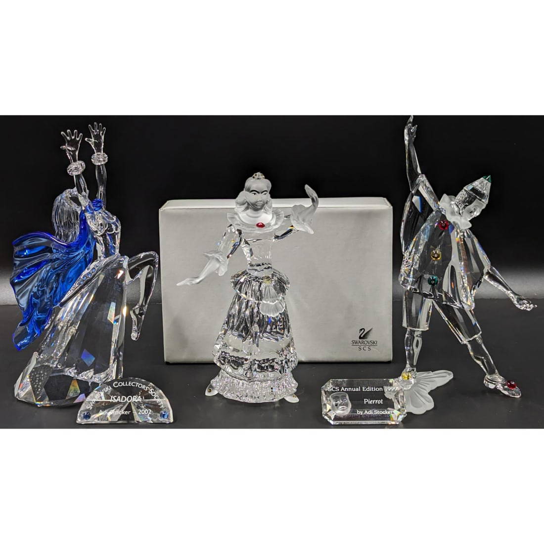 Estate Lot Of 3 Swarovski Scs Crystal Figures With Stand And Two ...