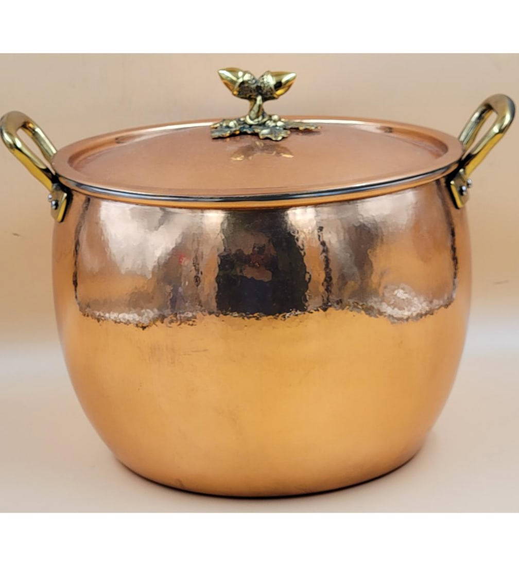 Heavy Mint Ruffoni Italy Copper & Brass Covered Pot Auction