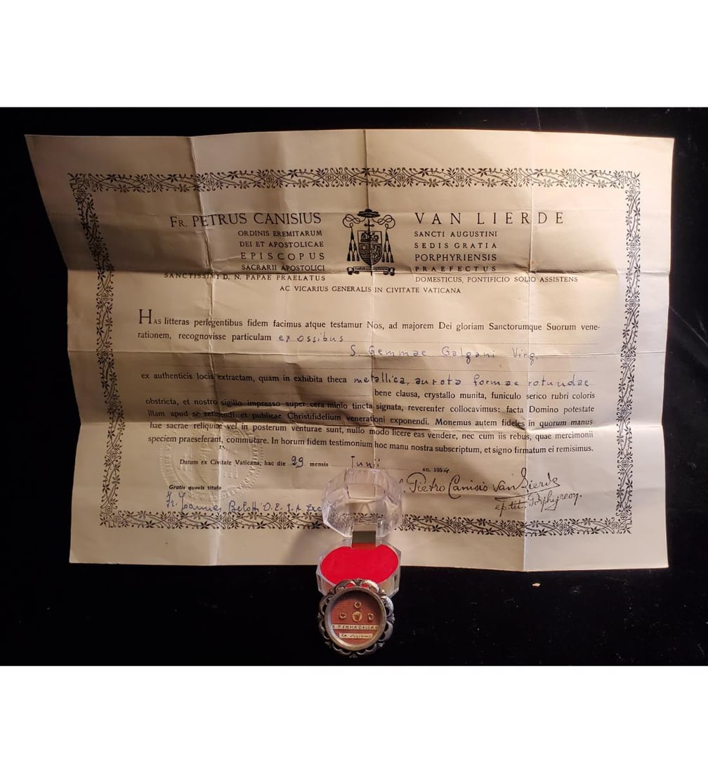 1st Class Relic Of Saint Gemma Galgani With Authentication Document ...