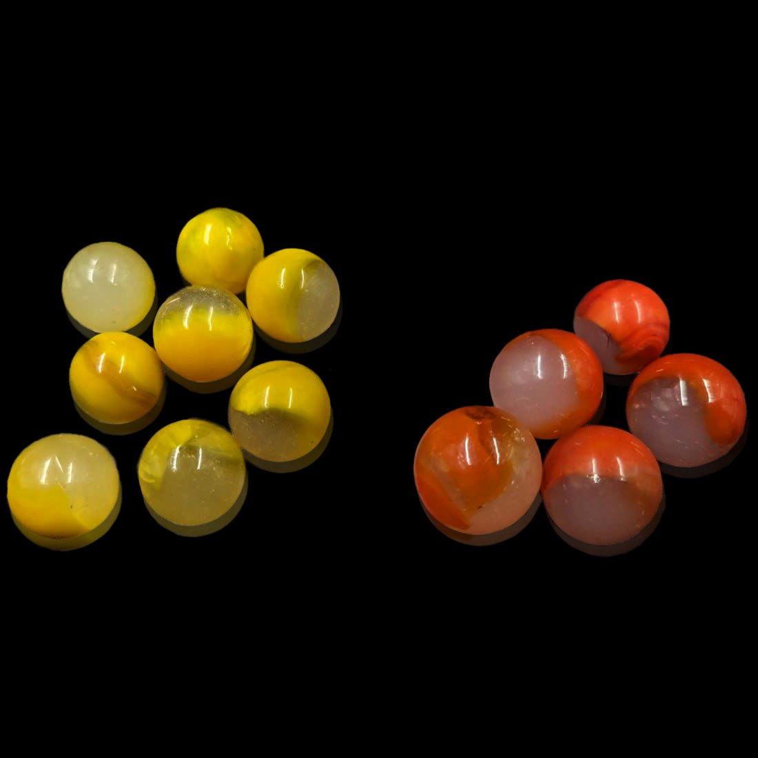 Marbles: Lot Of 2 Separate Groups, 8 Opalescent And 5 Peltier National ...