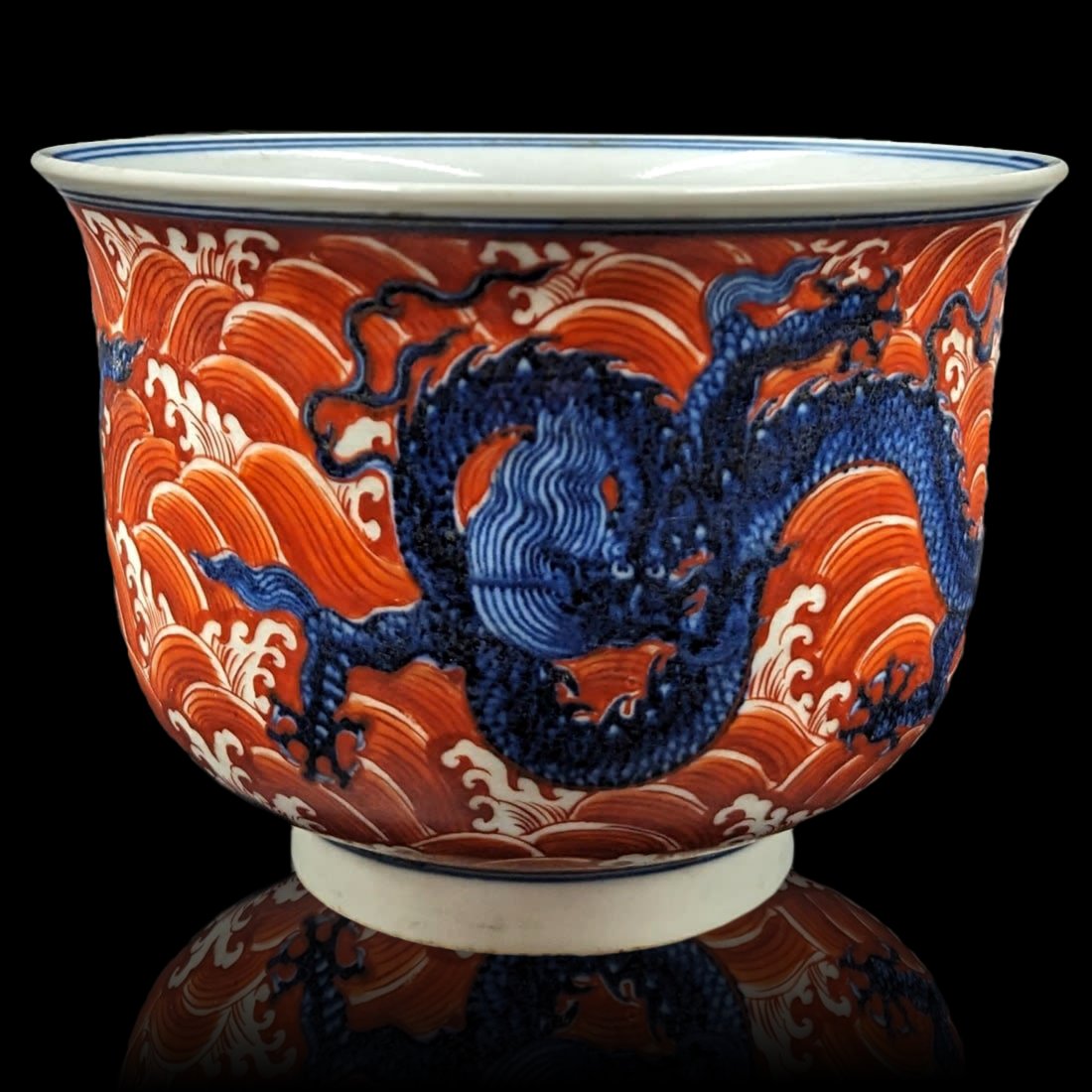 Chinese Iron Red Dragon Pot With Six Character Mark Auction