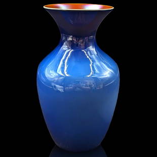 Vintage Signed And Dated Meredith Wenzel Art Glass Vase, 1980 Auction