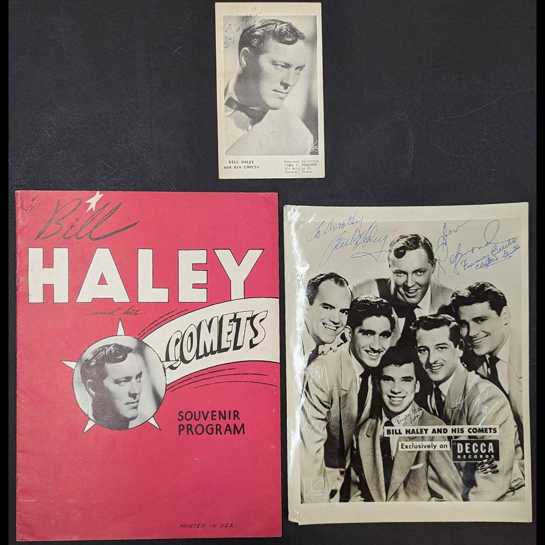 Pair Of Pen Signed Photographs Of The Band Bill Haley And His Comets ...