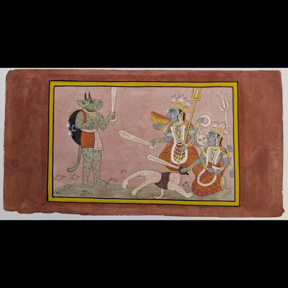 Indian Pahari Miniature Painting On A Manuscript Page, From The Devi ...