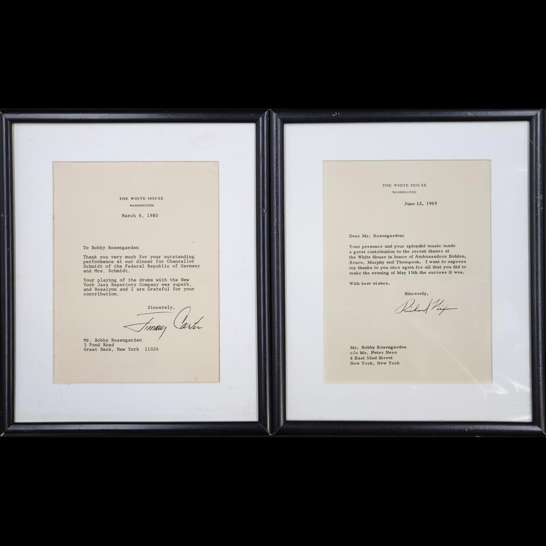 Pair Of Hand Signed Richard Nixon & Jimmy Carter Letters Addressed To ...
