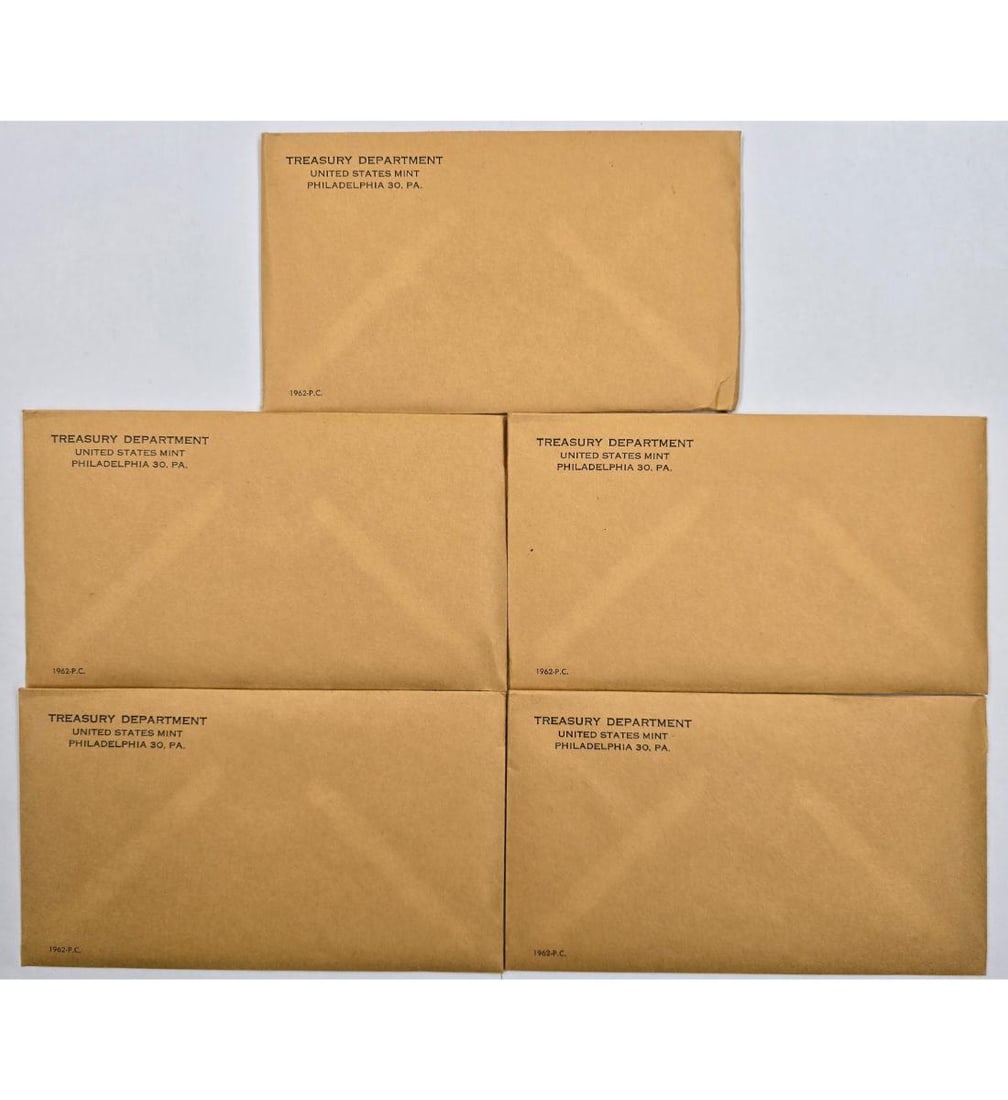 1962 United States Proof Set Lot Of 5 Unopened Envelopes Auction
