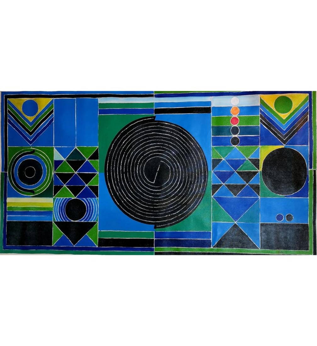 Acrylic On Canvas Painting Attributed To Sayed Raza, 46" X 36" No Coa ...