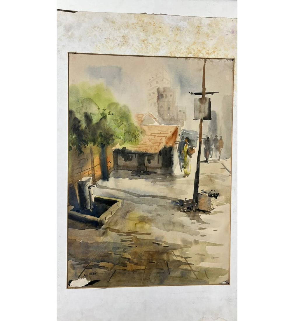 Early Watercolor Painting Sayed Raza, No Coa Auction