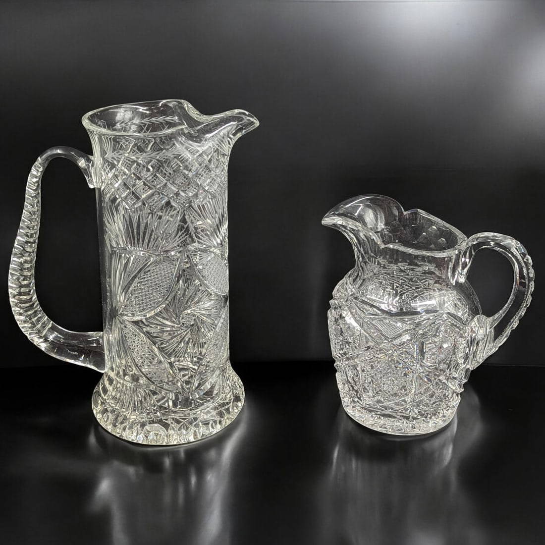 Pair Of Abp Cut Glass Water Pitchers Auction
