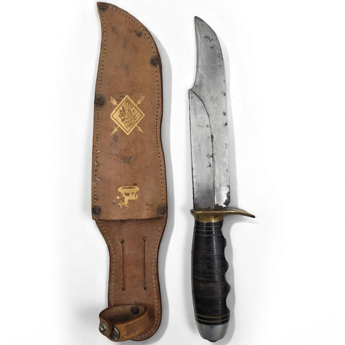 Vintage Romo Italy Bowie Knife With Leather Sheath Auction