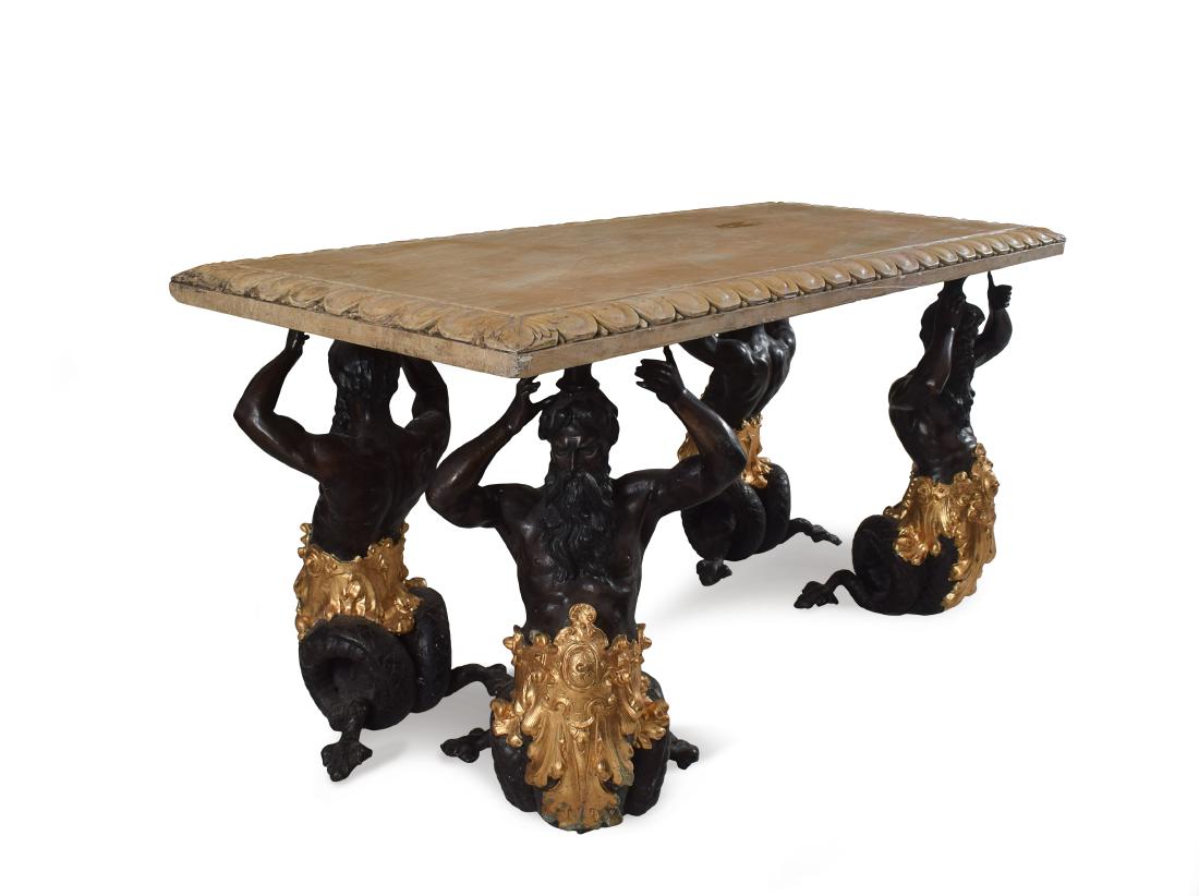A center table with rectangular yellow marble top