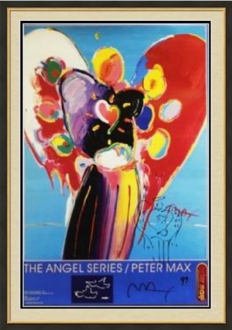 Hand Signed Peter Max Mixed Media - Angel with Heart